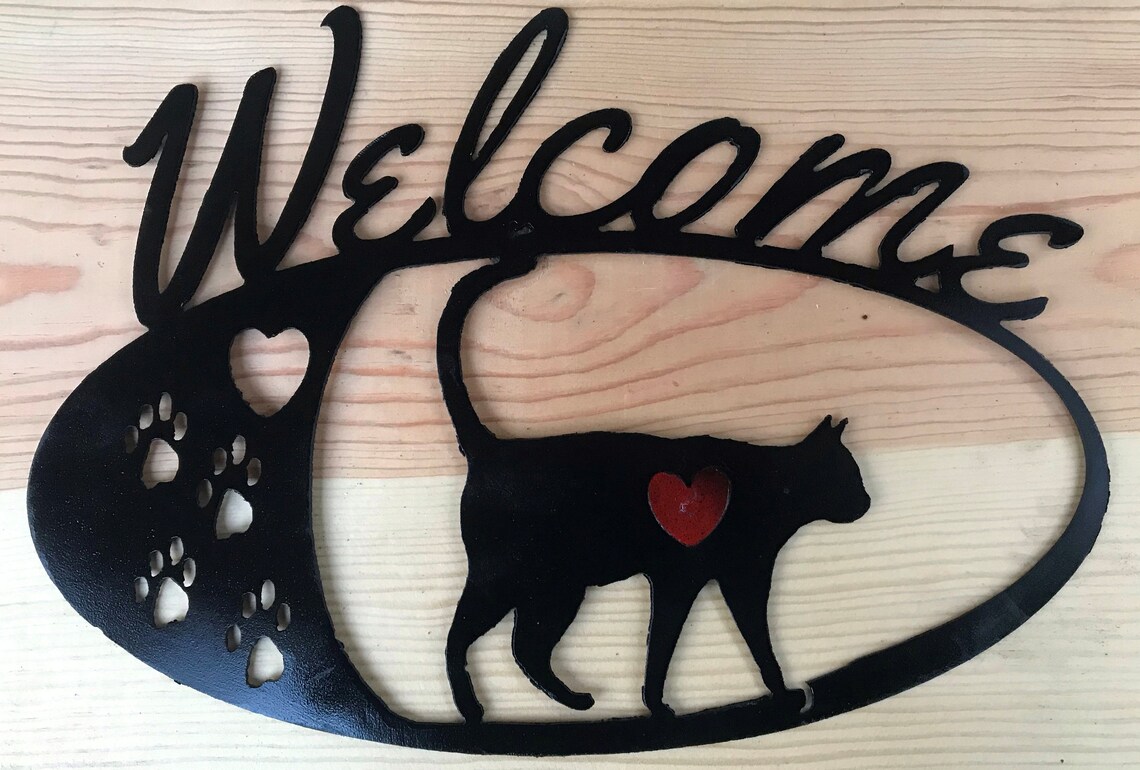 Cat Welcome Sign | Etsy