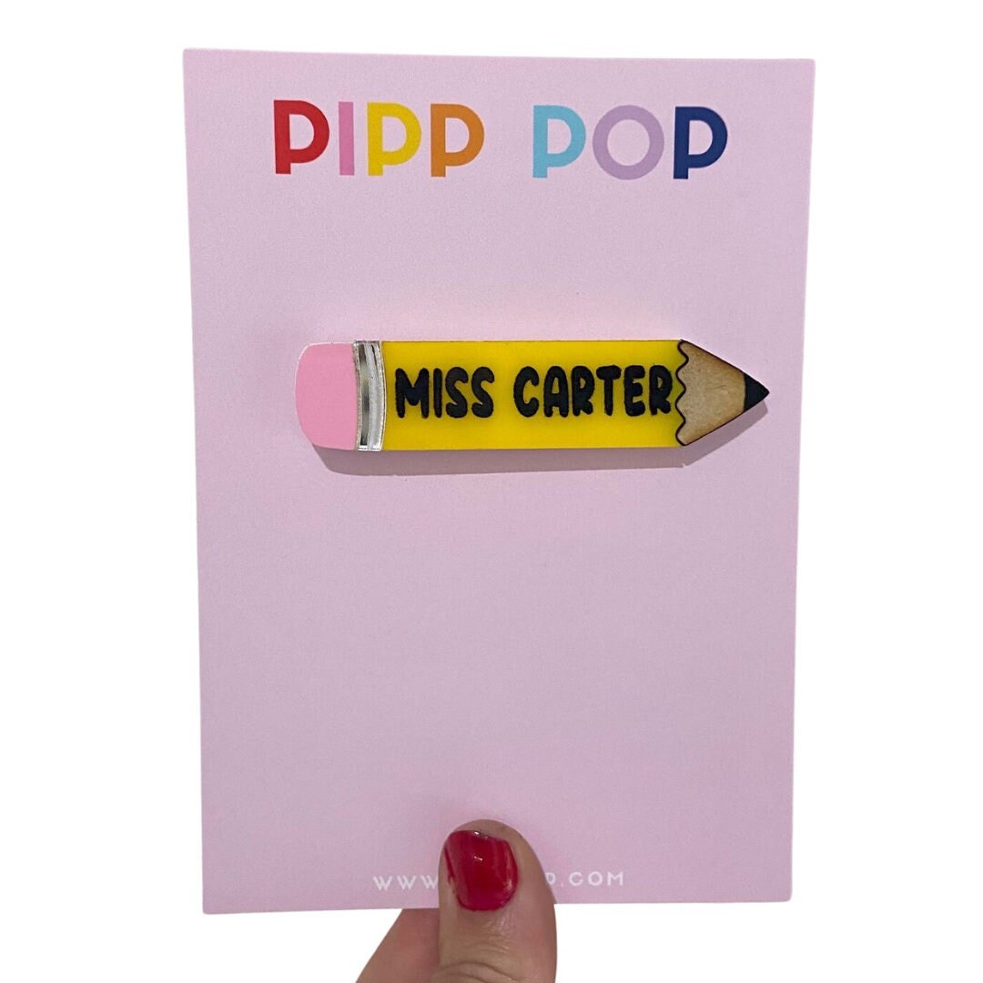 Teacher Pencil Name Badge | Name Badge | Teacher Badge | Acrylic Badge ...