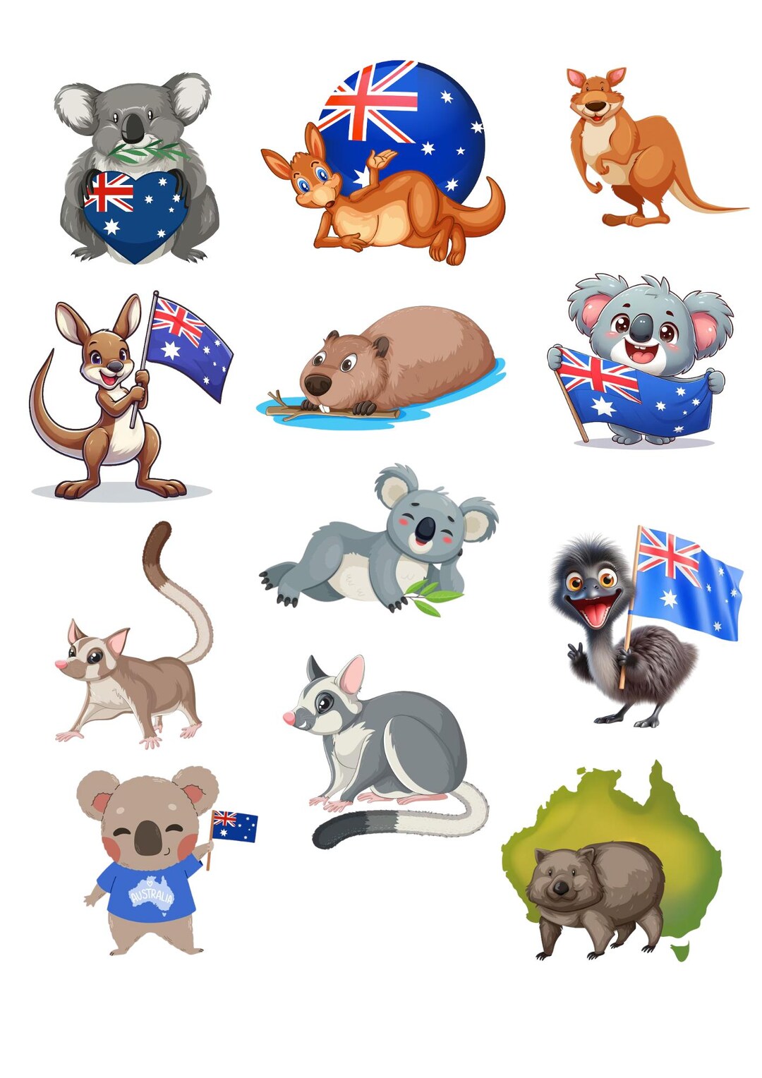 Australia Stickers for Planners, Cute Stickers of Australian Animals ...