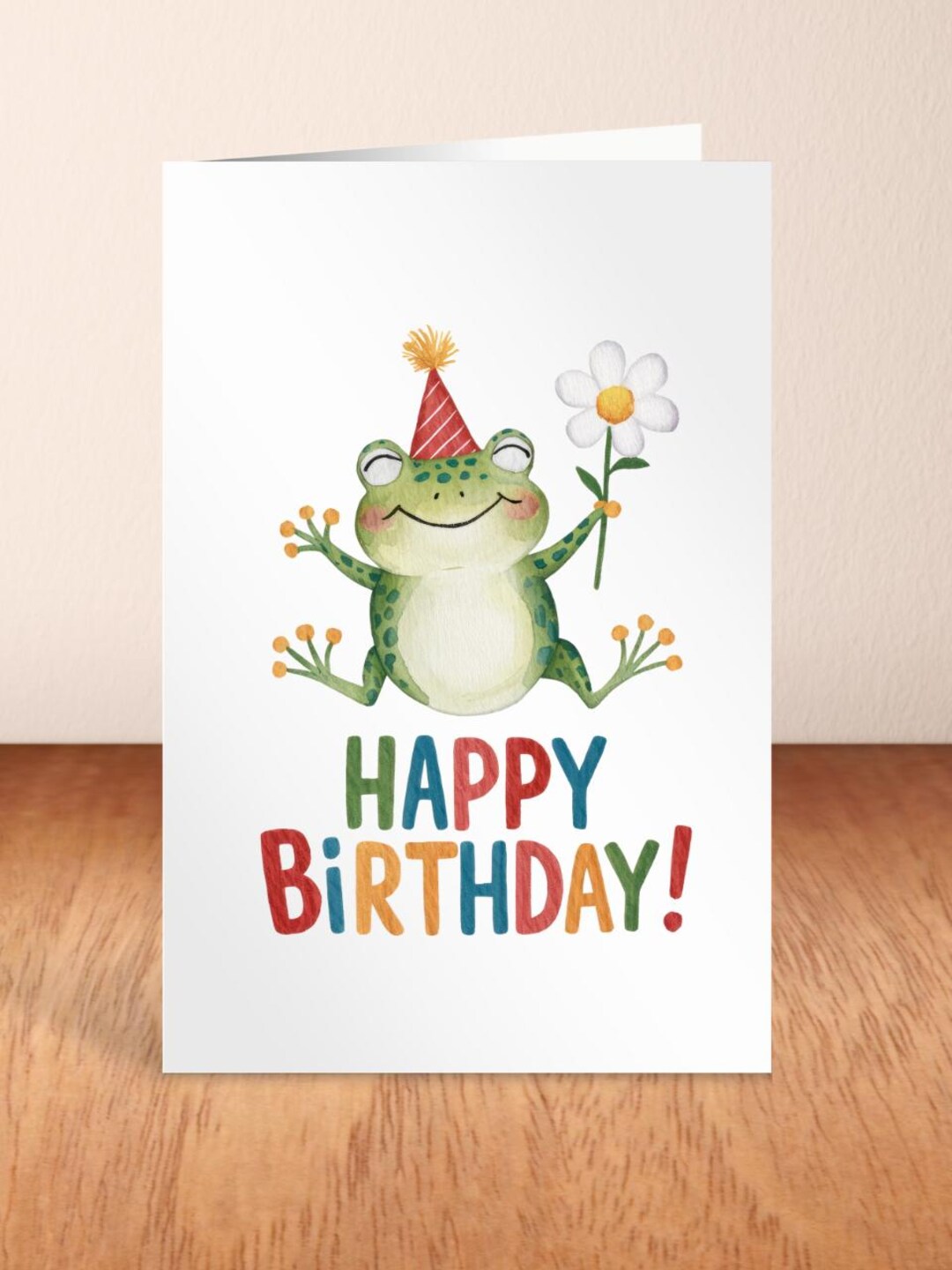 Frog Happy Birthday Card for Kids of All Ages, Card With Little Green ...