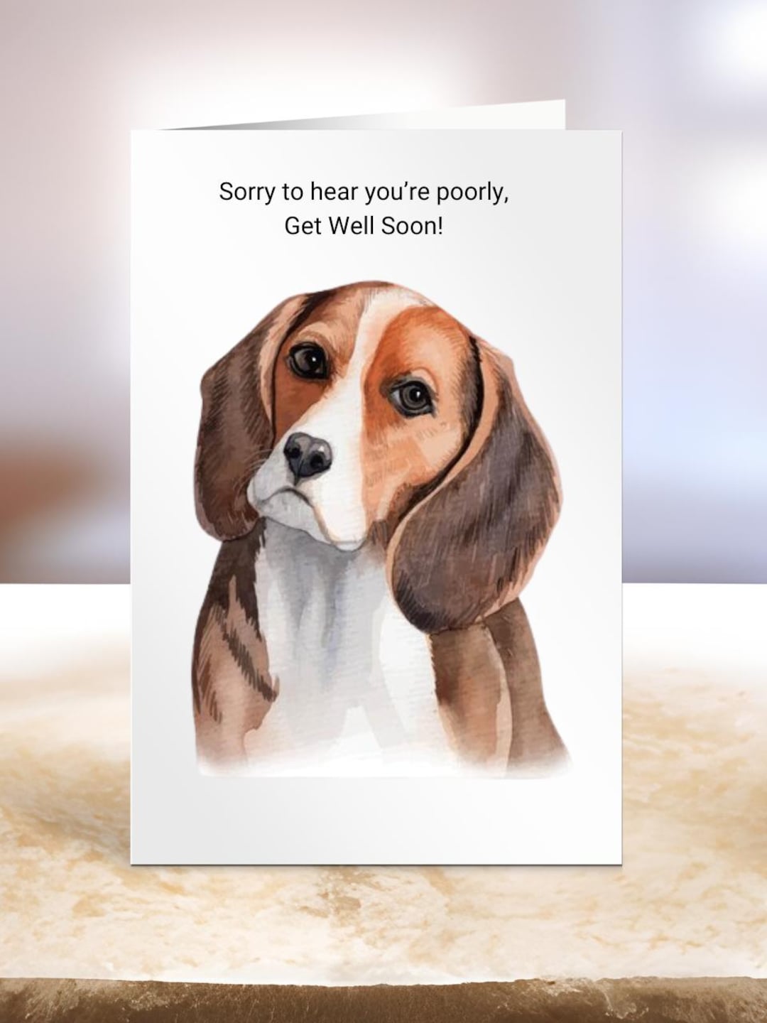 Get Well Card With Beagle Dog Illustration, Card for Sick Friend ...