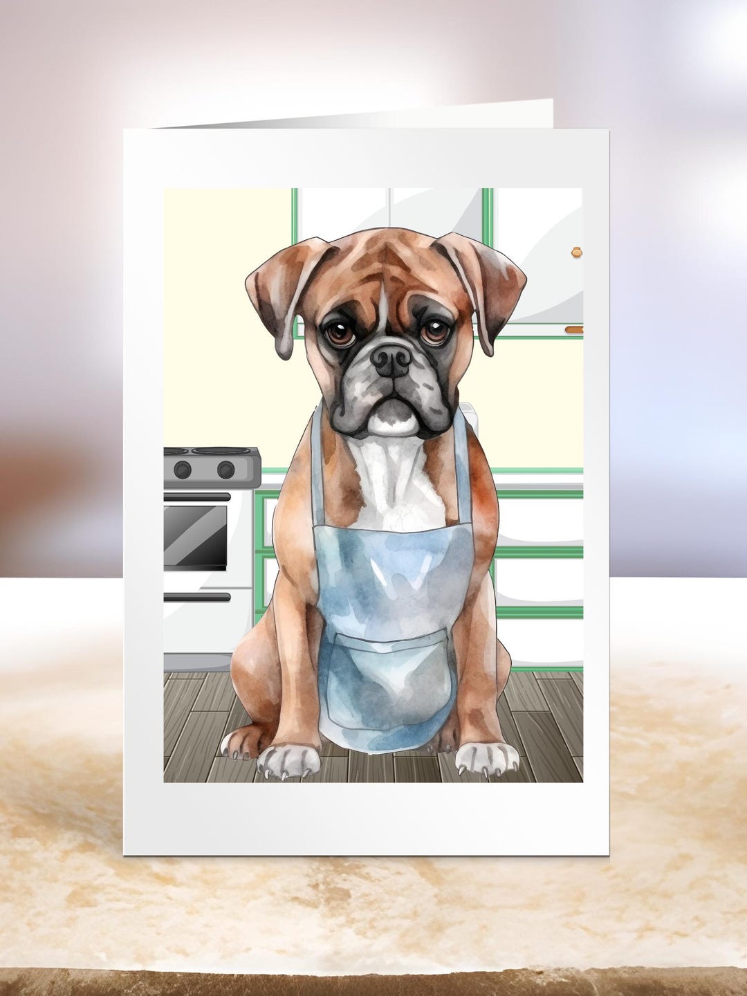 Boxer Dog Birthday Card, Thank You Card With Boxer Dog, Boxer Dog ...