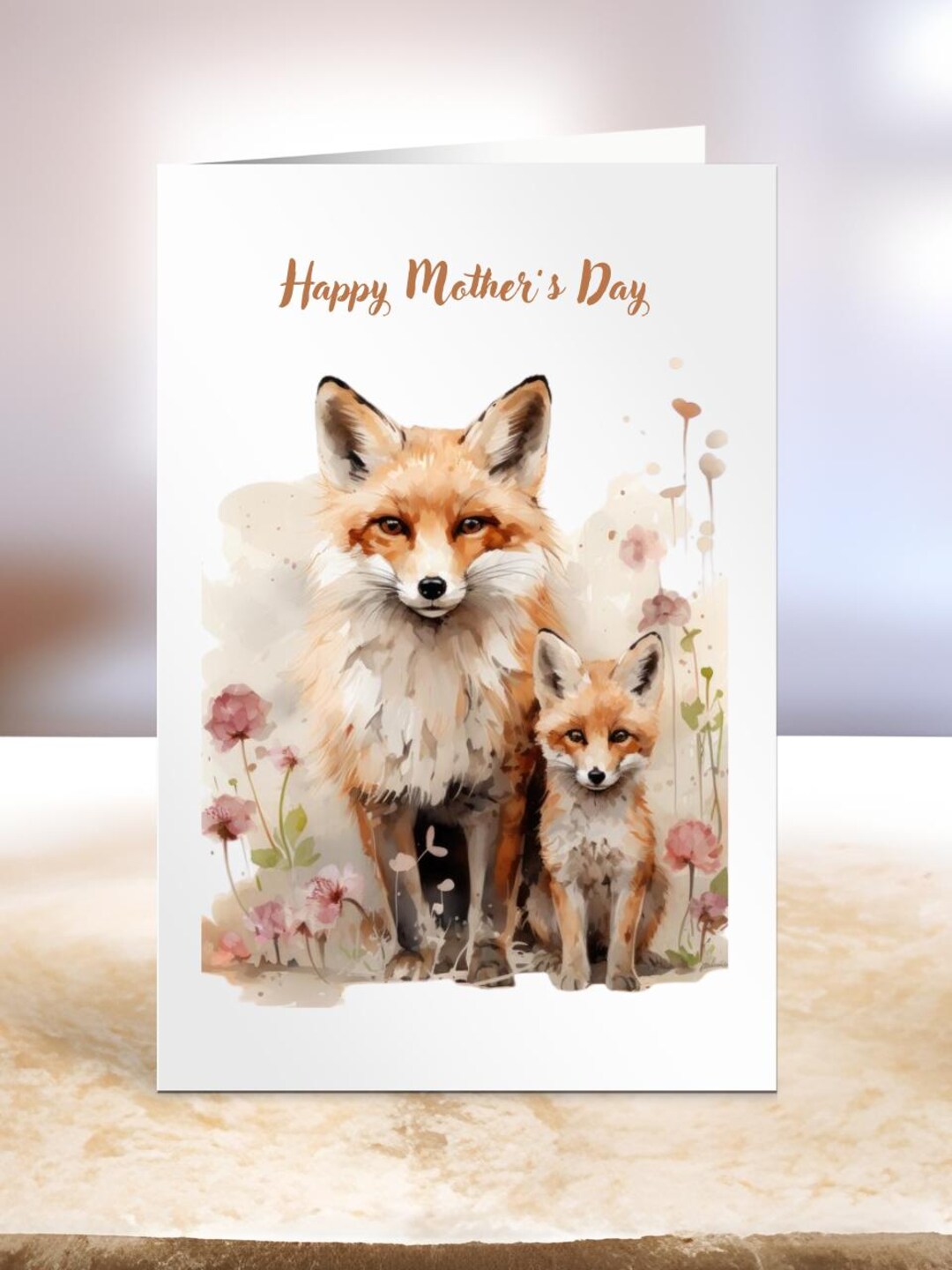 Cute Fox Mother's Day Card, Fox and Cub Greetings Card, Card Fox Lover ...