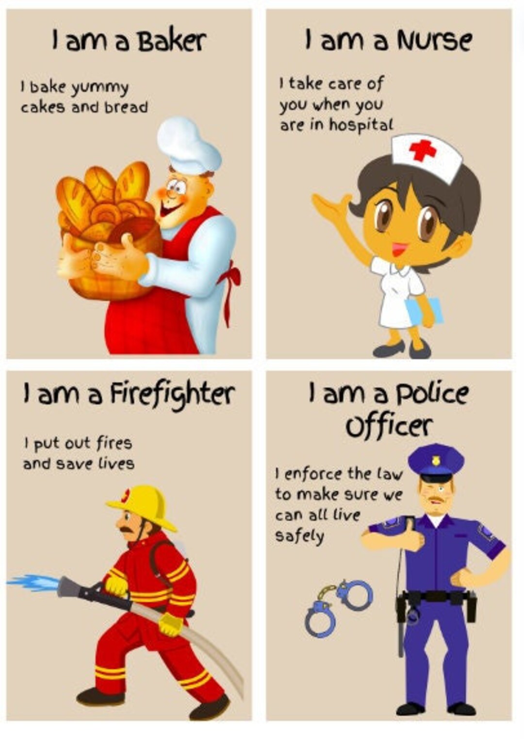Educational Community Helpers Flashcards for Kids, Printable ...