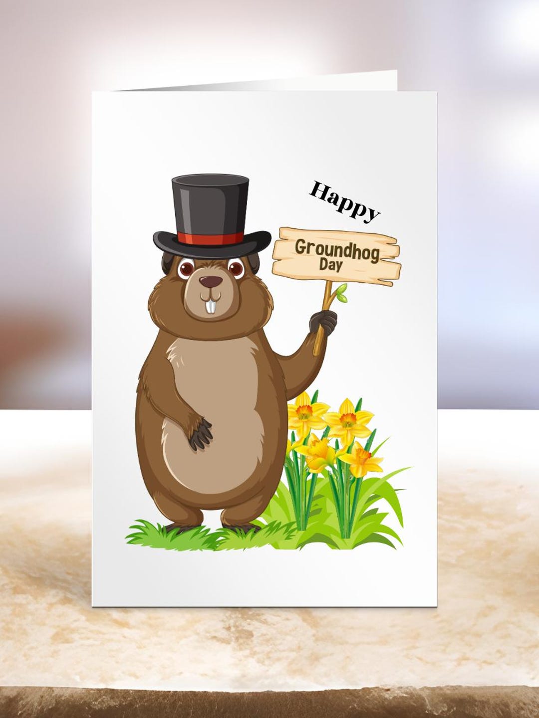 Happy Groundhog Day Greetings Card, Groundhog Card, Celebrate Spring ...