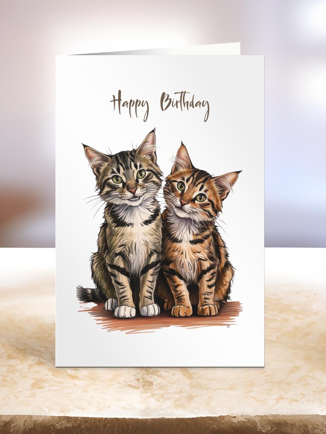 Tabby Cat Greeting Card, Tabby Cat Birthday Card, Simple Cat Card, Card ...