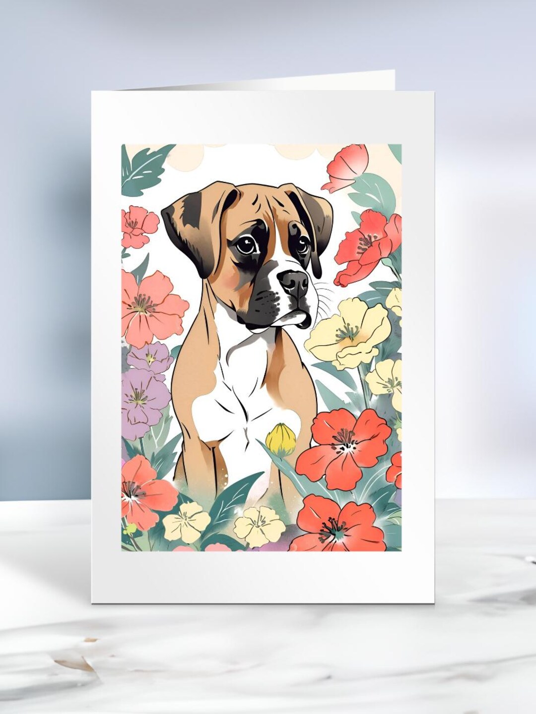 Boxer Dog Card for All Occasions, Card for Boxer Dog Lovers, Boxer Pup ...