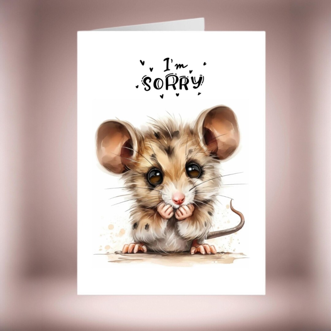 Apology Card With Cute Mouse Illustration - Sweet Sorry Note for Loved ...