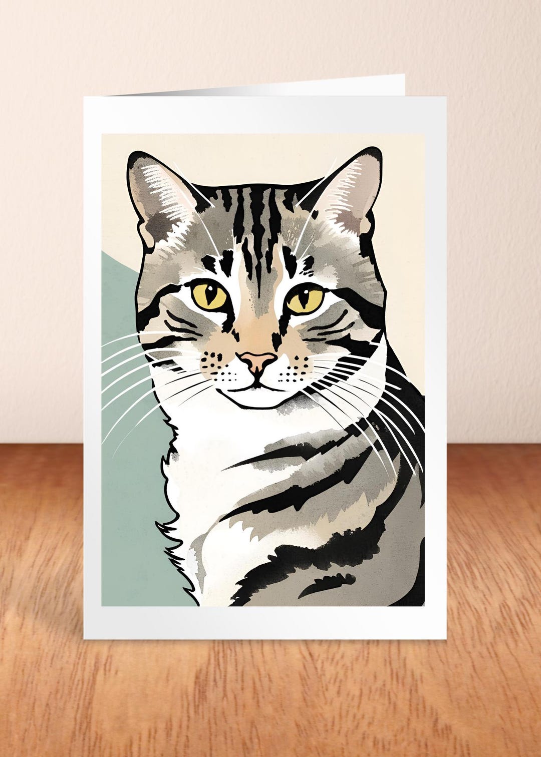 Tabby Cat Greeting Card, Tabby Cat Birthday Card, Simple Cat Card ...