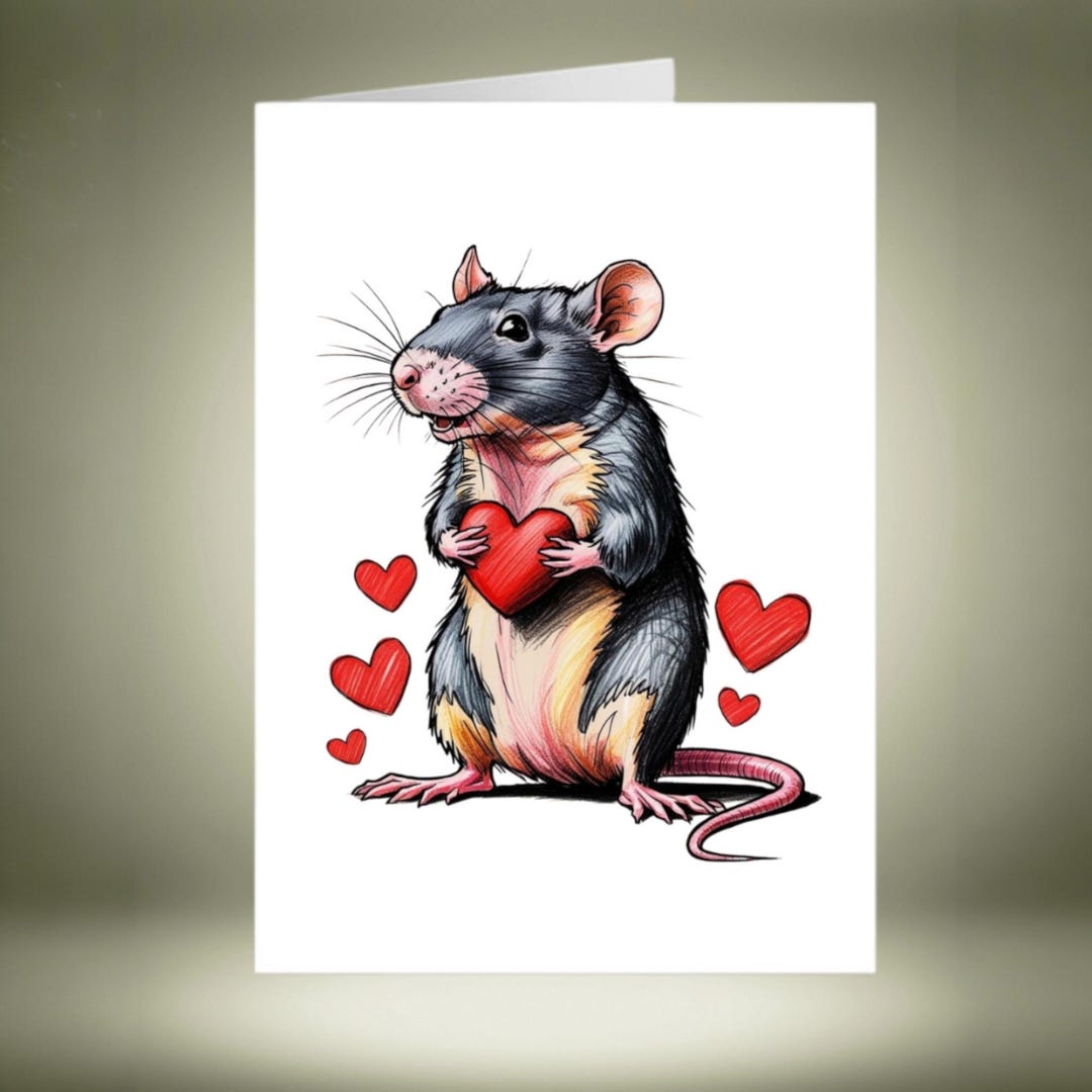 Rat Lover Valentine Card, A5 Valentines Day Card for Girlfriend ...