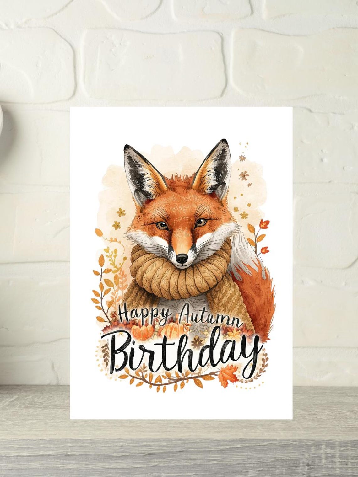 Fox Birthday Card for Autumn, Woodland Animal Greetings Note, Fall ...