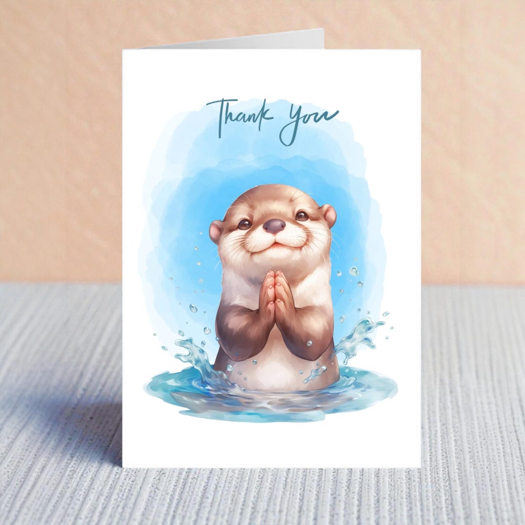 Otter Thank You Card, Animal Thank You Card for Friends, Otter Lover ...