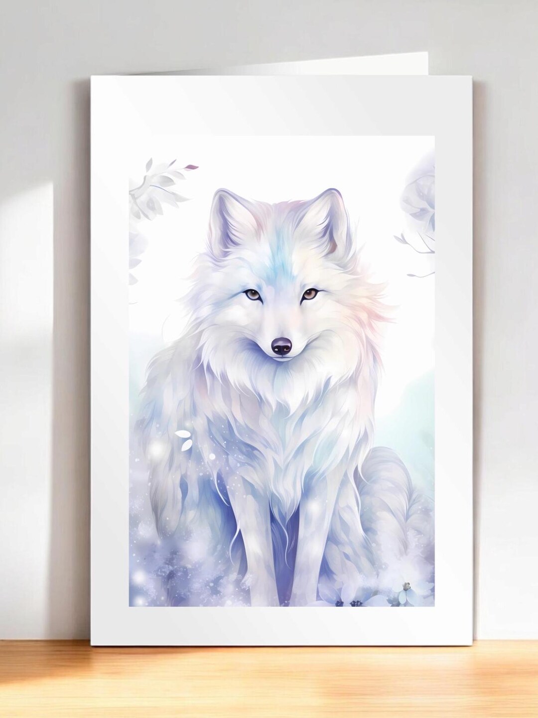 Winter Fox Greeting Card, Arctic Fox Card, Fox Cub Illustration ...