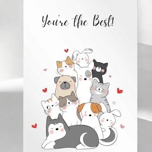 You're the Best Cat Greeting Card, Thank You From the Cats, Cat Sitter ...