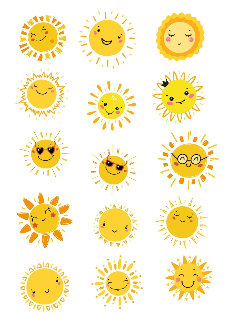 Happy Sunshine Faces Stickers: Kids Scrapbook Embellishments - Etsy