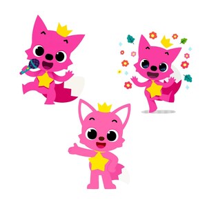 Pink Fong Stickers for Kids, Kids Stickers, Cartoon Character Stickers ...