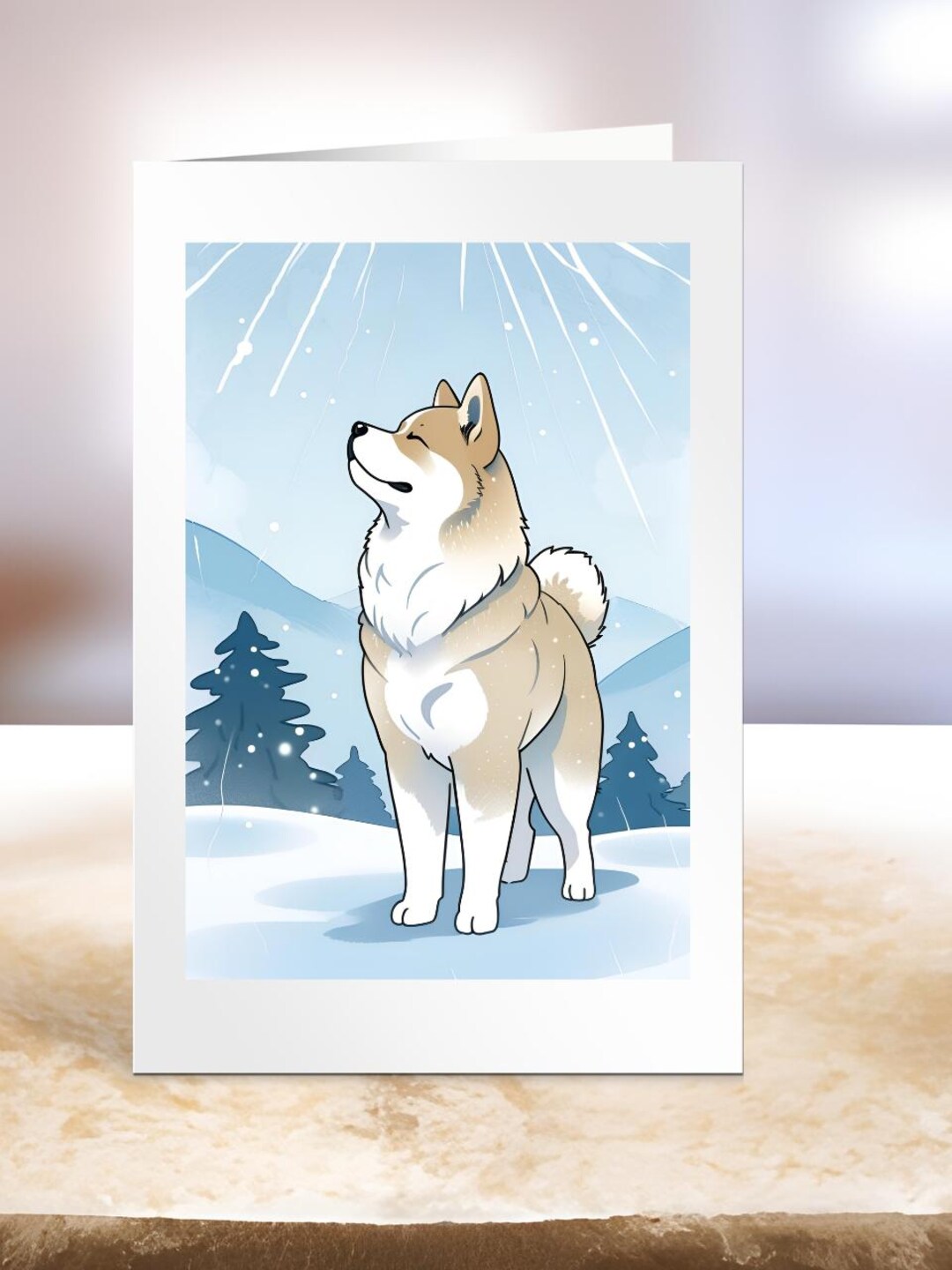Akita Dog Card, Akita Birthday Card, A5 Card With Akita, Card for ...
