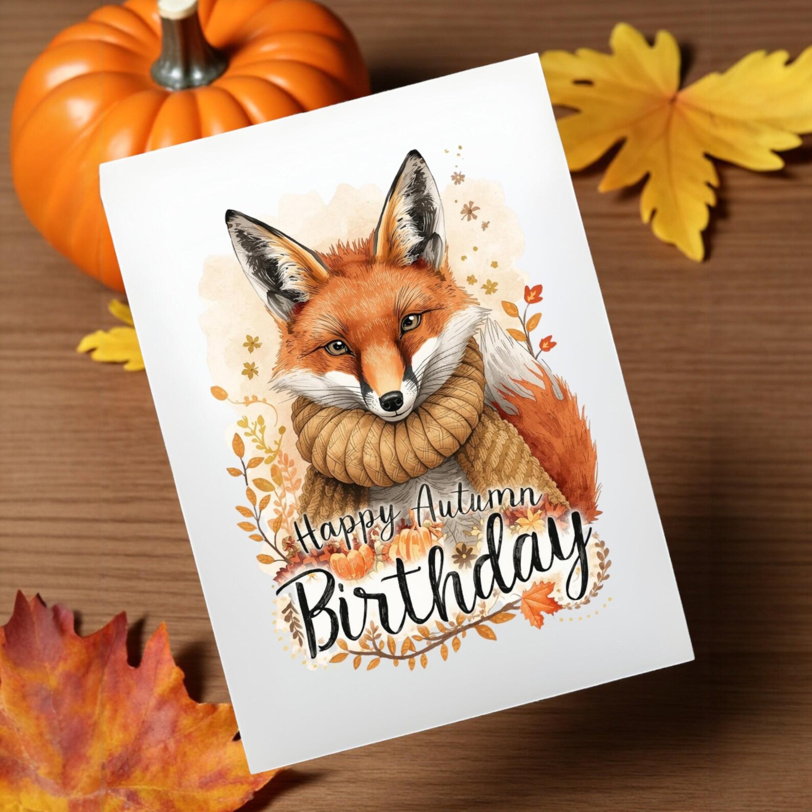 Fox Birthday Card for Autumn, Woodland Animal Greetings Note, Fall ...