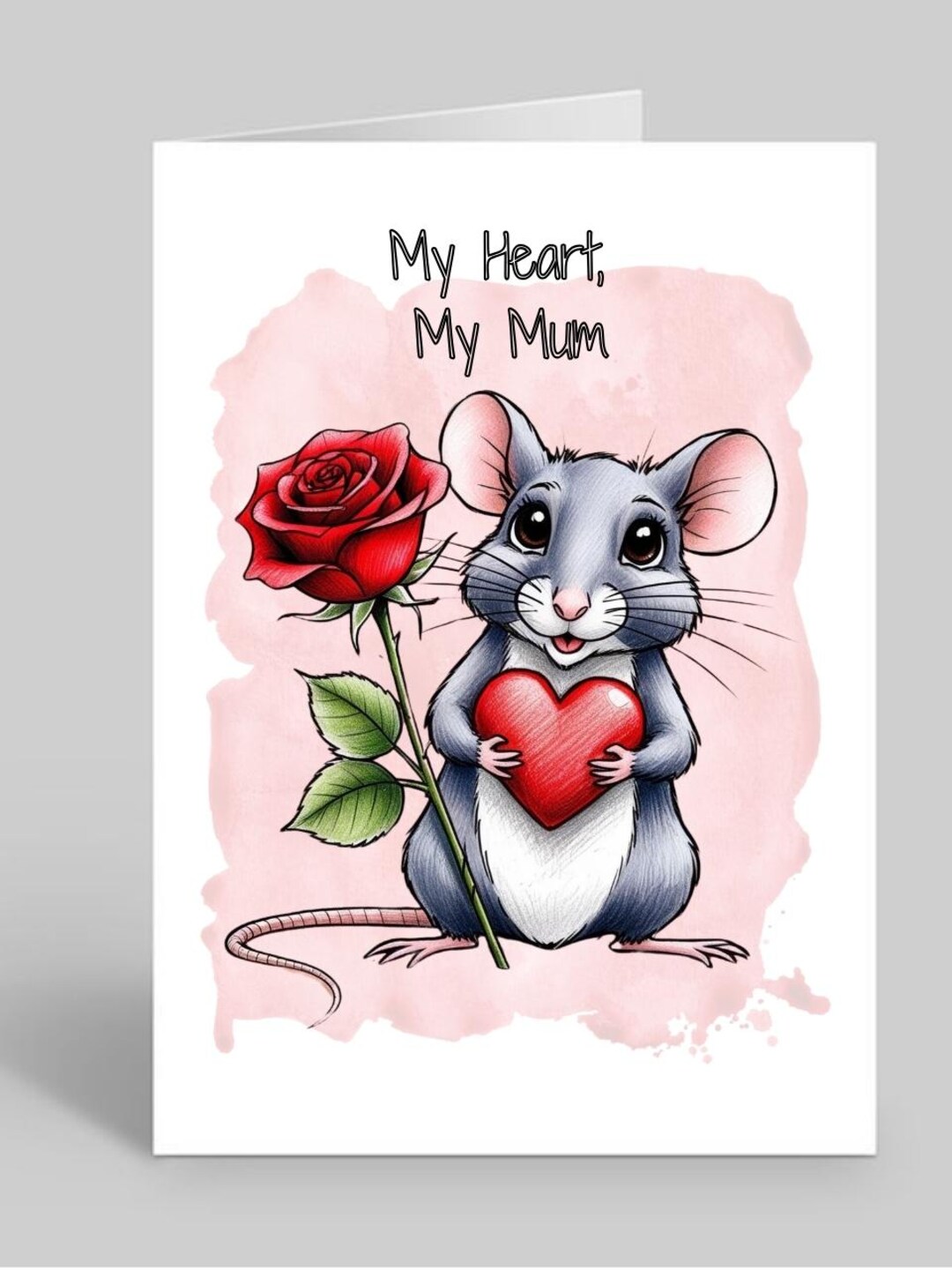 Card for Mum, Cute Rat Birthday Wishes Mama, Rat Lover Gift, My Heart ...