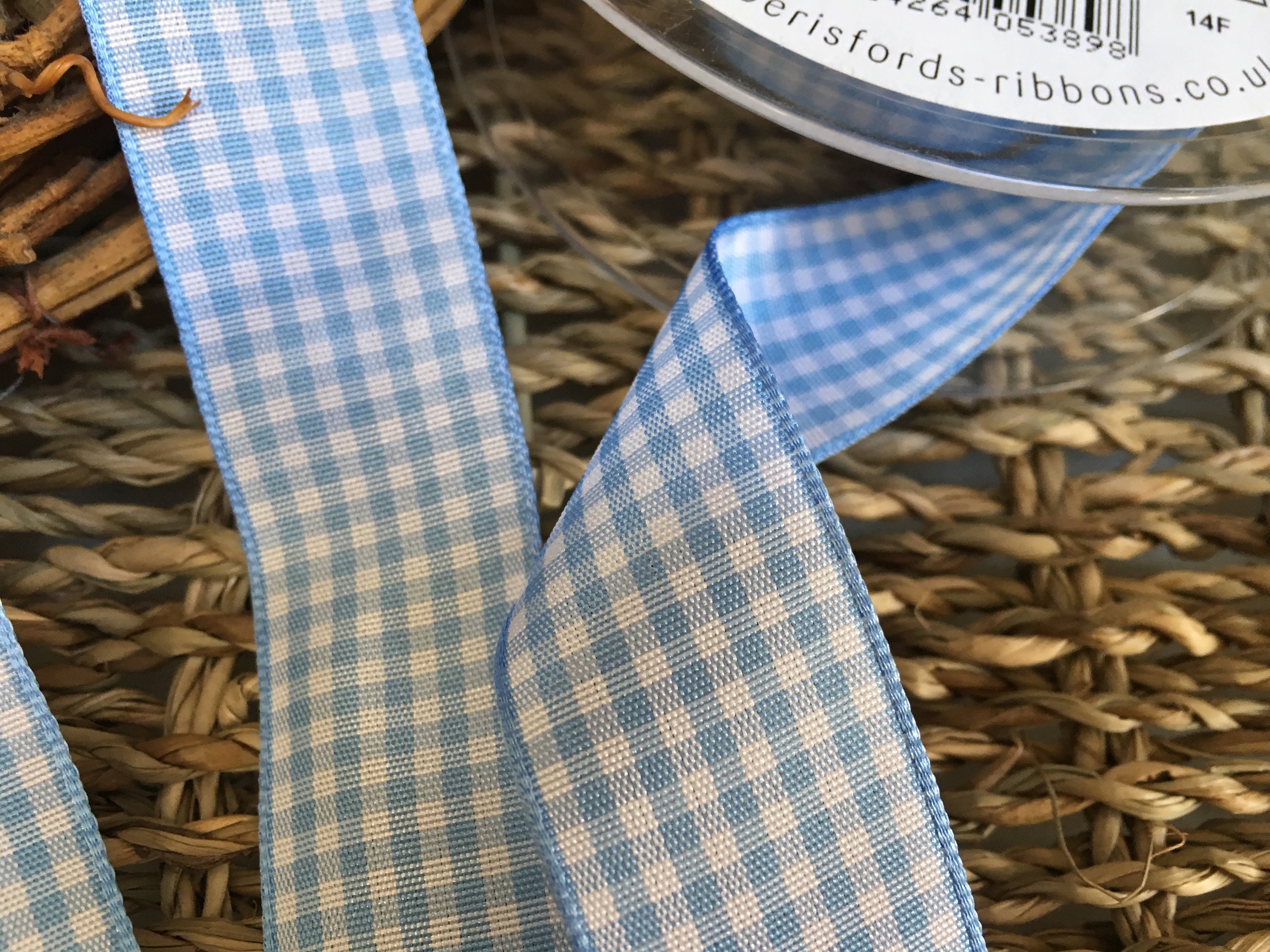 Berisfords Gingham Check Ribbon 5, 10, 15, 25mm Widths. Choice of 10 ...