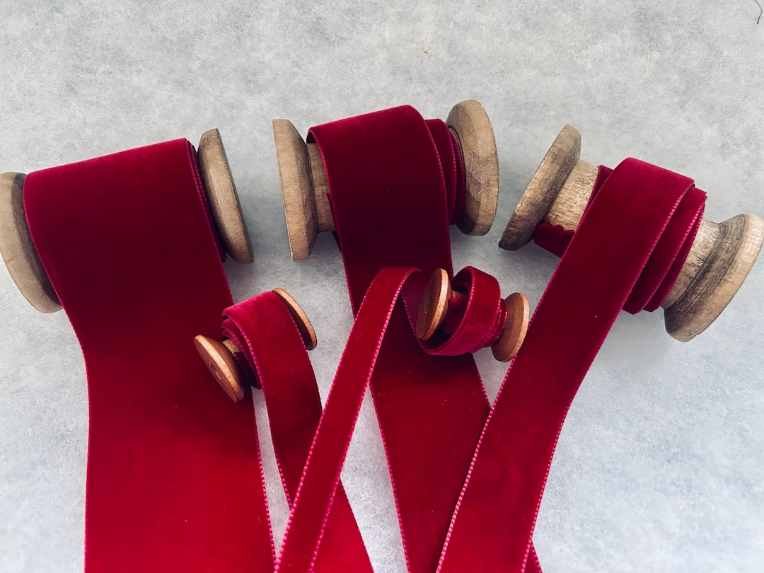 Berisfords Dark Red Luxury Velvet Ribbon Choice of 9mm 16mm 22mm 36mm ...