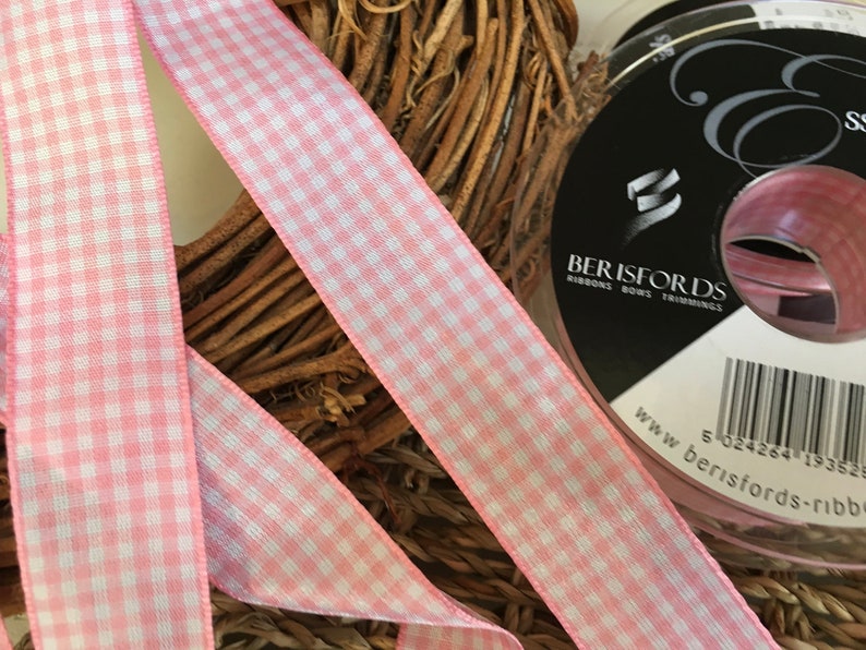 Berisfords Gingham Check Ribbon 5, 10, 15, 25mm Widths. Choice of 10 ...