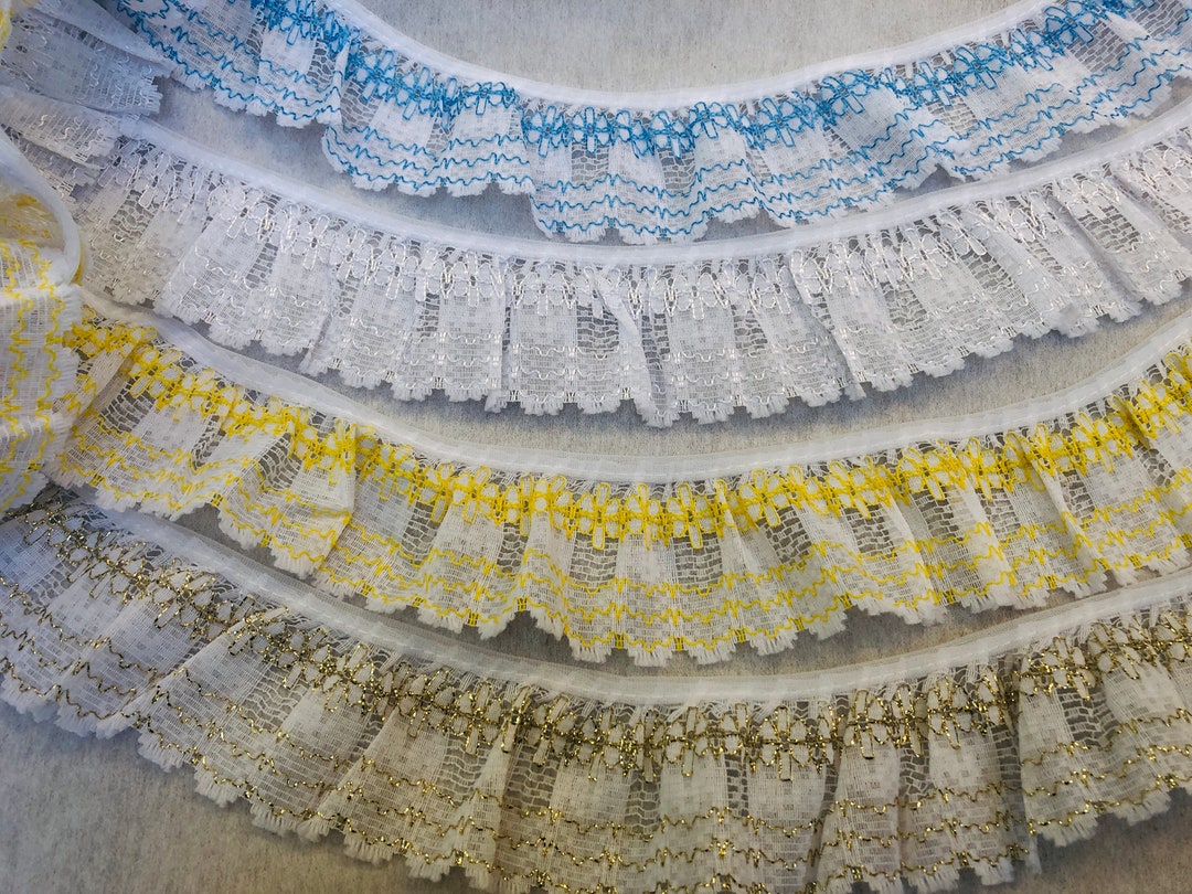 5cm/2" Nottingham Gathered Frilled Lace Trimming. Perfect for Dress ...
