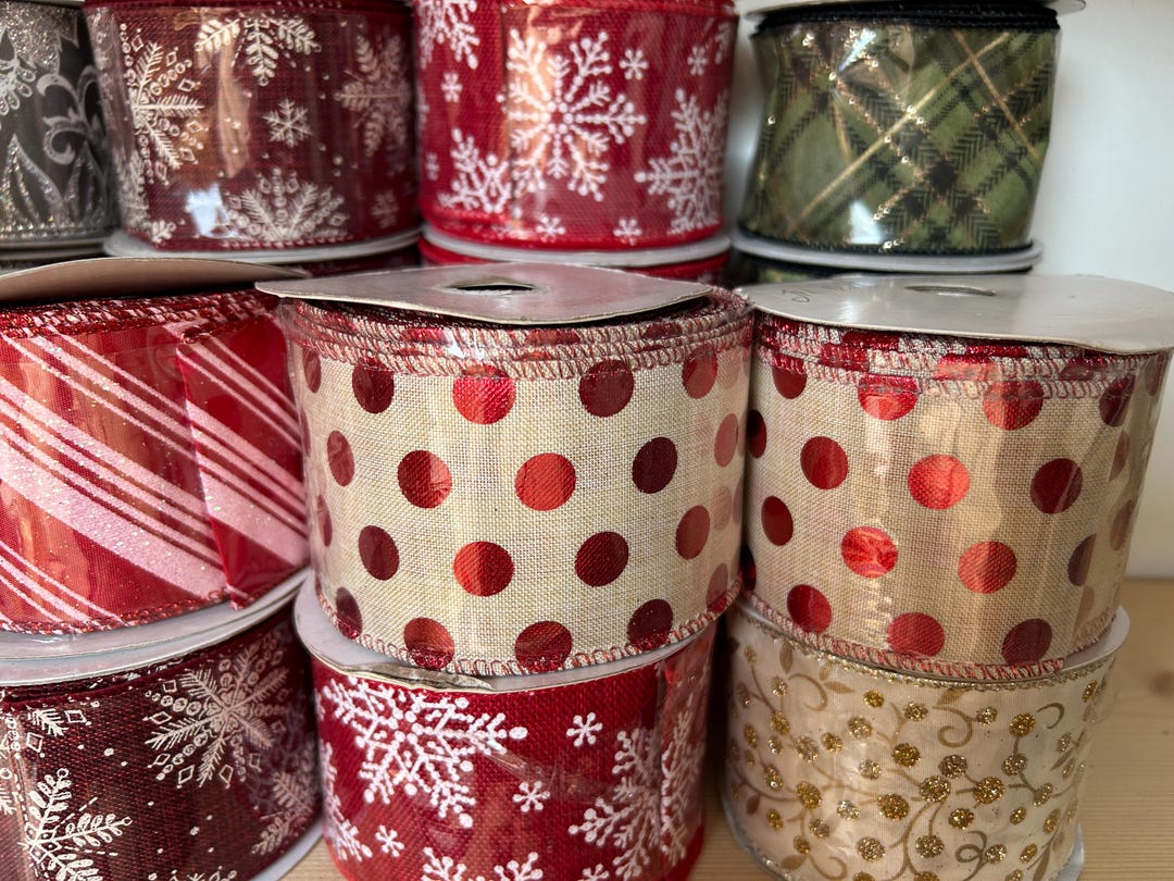 Luxury Wired Edged Ribbon Selection Burlap Tartan Glitter Priced per ...