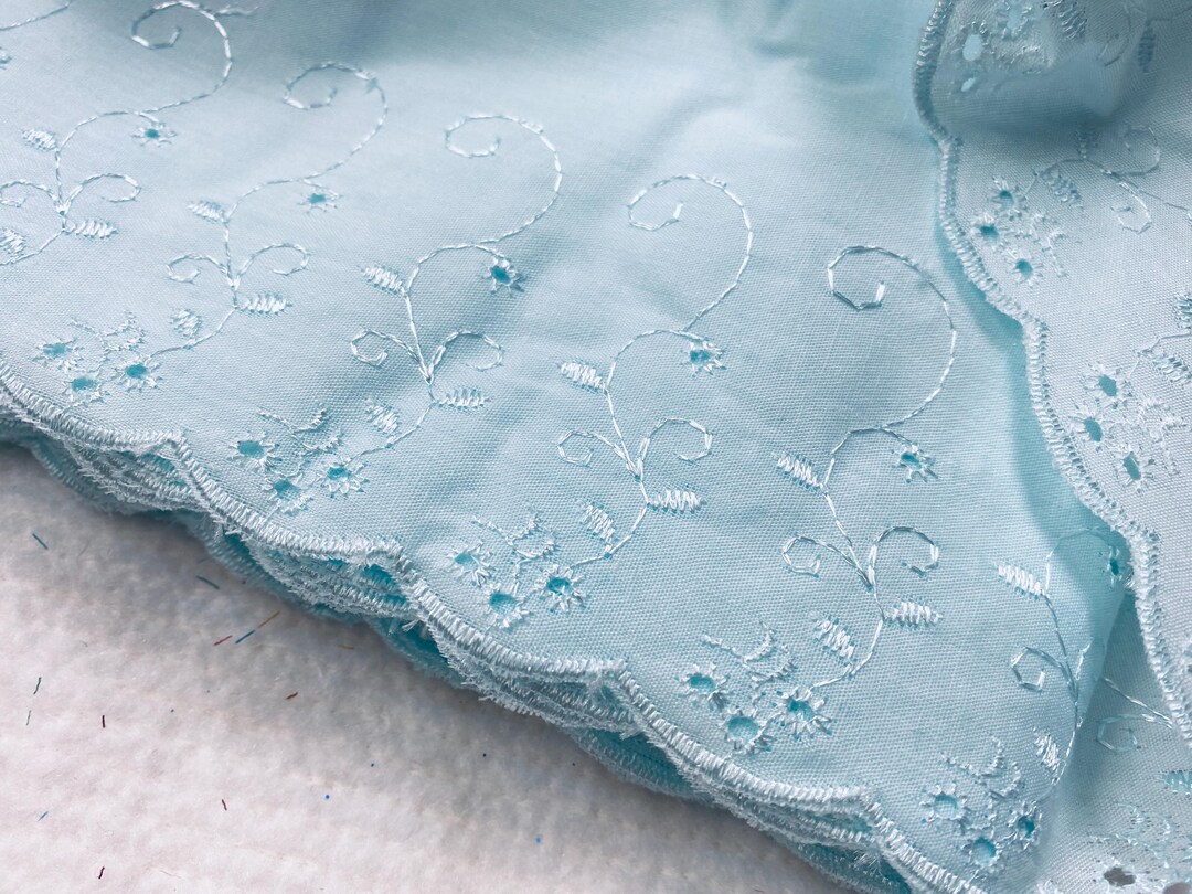 Aqua Blue Flat Broderie Anglaise Lace Trimming 4 Inch/100mm Width ...
