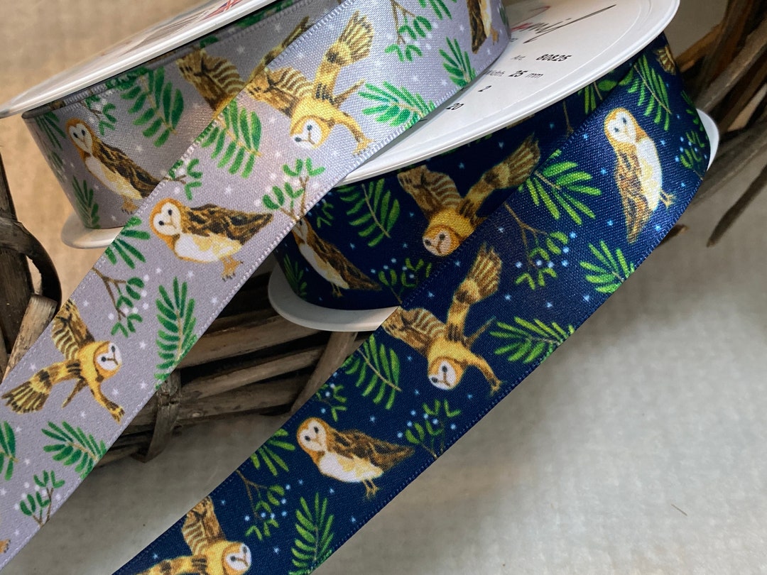 Berisfords Night Owl Ribbon. 25mm Double Satin Ribbon With a Beautiful ...