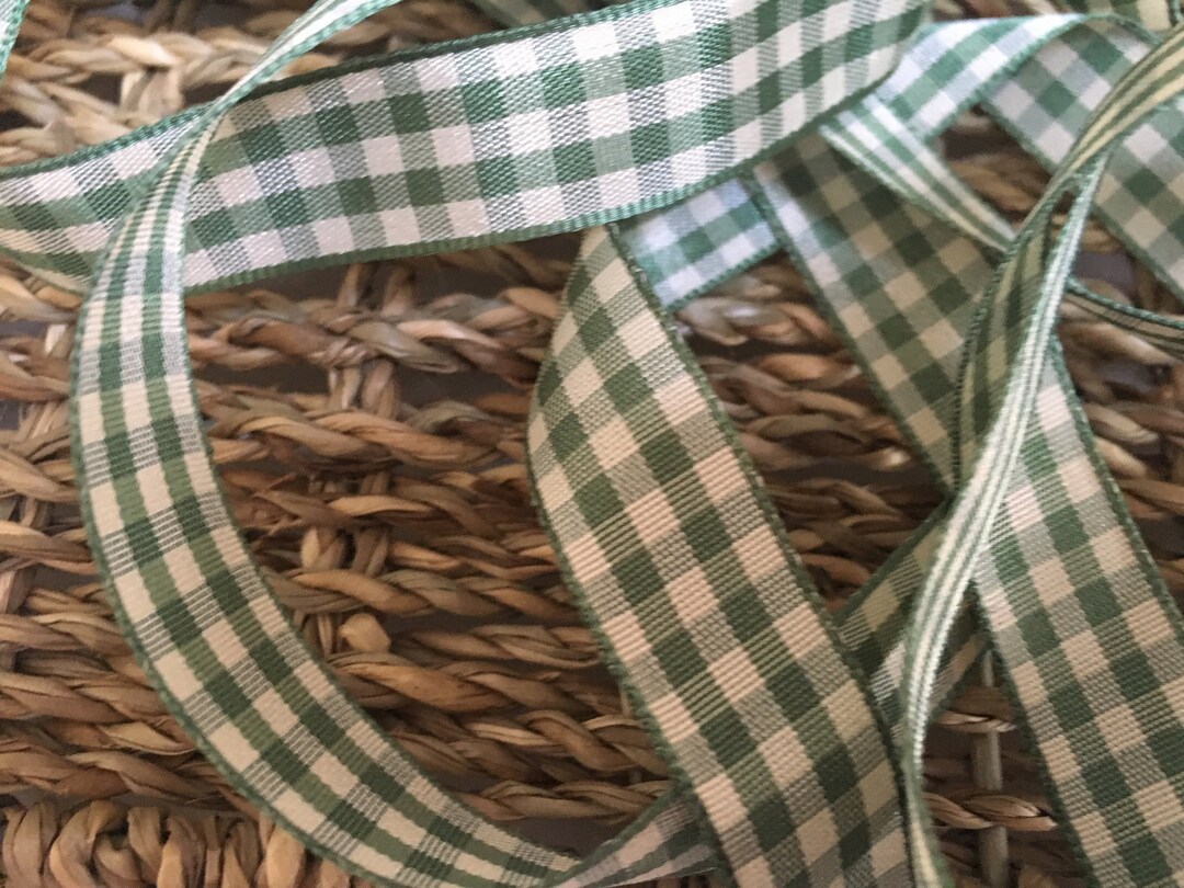 Berisfords Natural Gingham Check Ribbon 10, 15, 25 Widths. Choice of ...