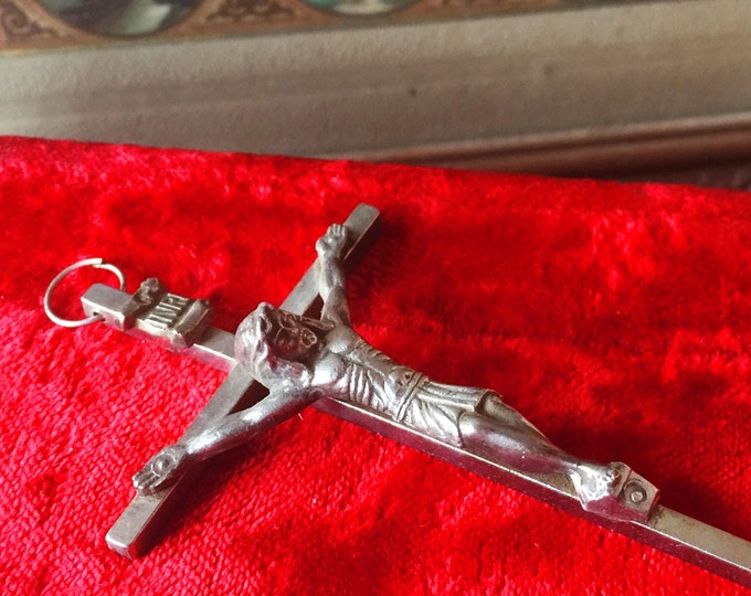 Vintage Pectoral Cross Crucifix, Silver Metal, Monk Cross, Pilgrimage ...