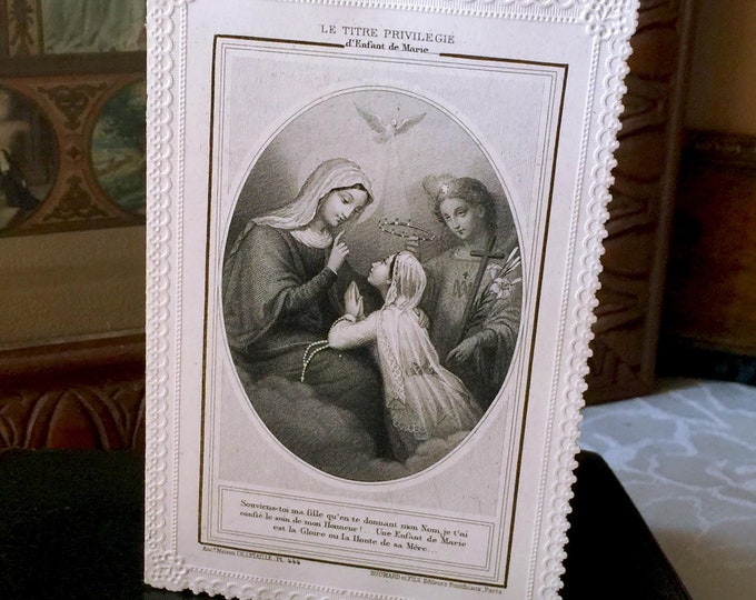 Antique French Mary Lace Holy Card, Catholic Canivet Card, Virgin Mary ...