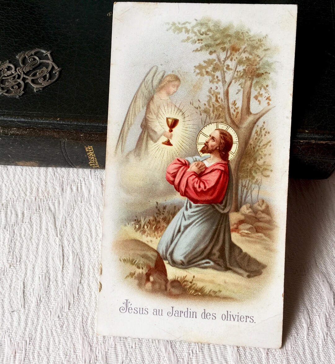 Antique French Jesus Religious Card, Vintage Catholic Holy Card 1901 ...