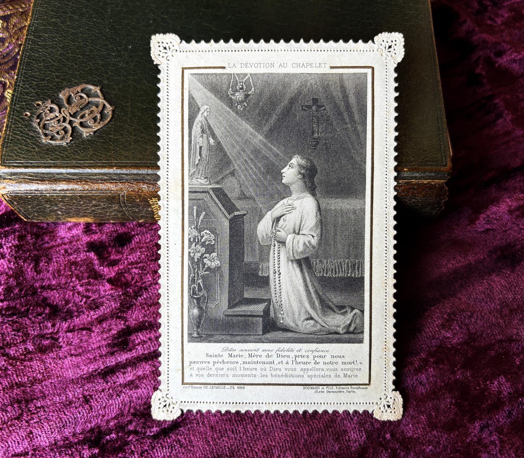 Antique French Mary Lace Holy Card Canivet, Catholic Prayer of the ...