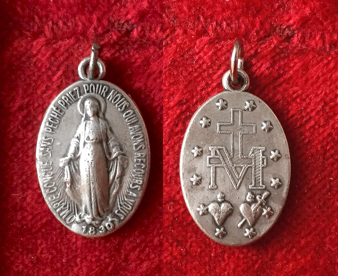 Vintage French Virgin Mary Medal, Immaculate Mary Pendant, Miraculous ...