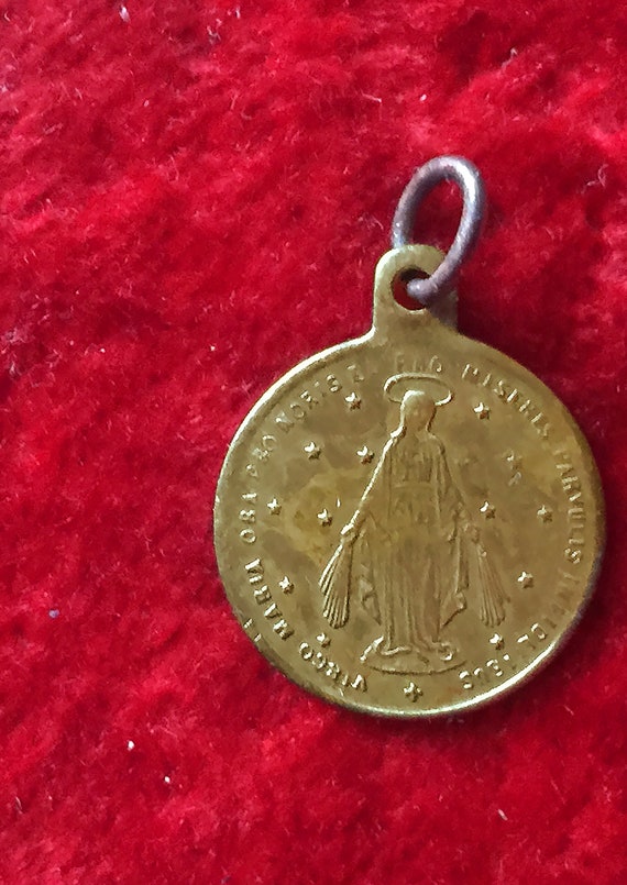 Rare Antique French Virgin Mary Religious Medal 1900s… Gem