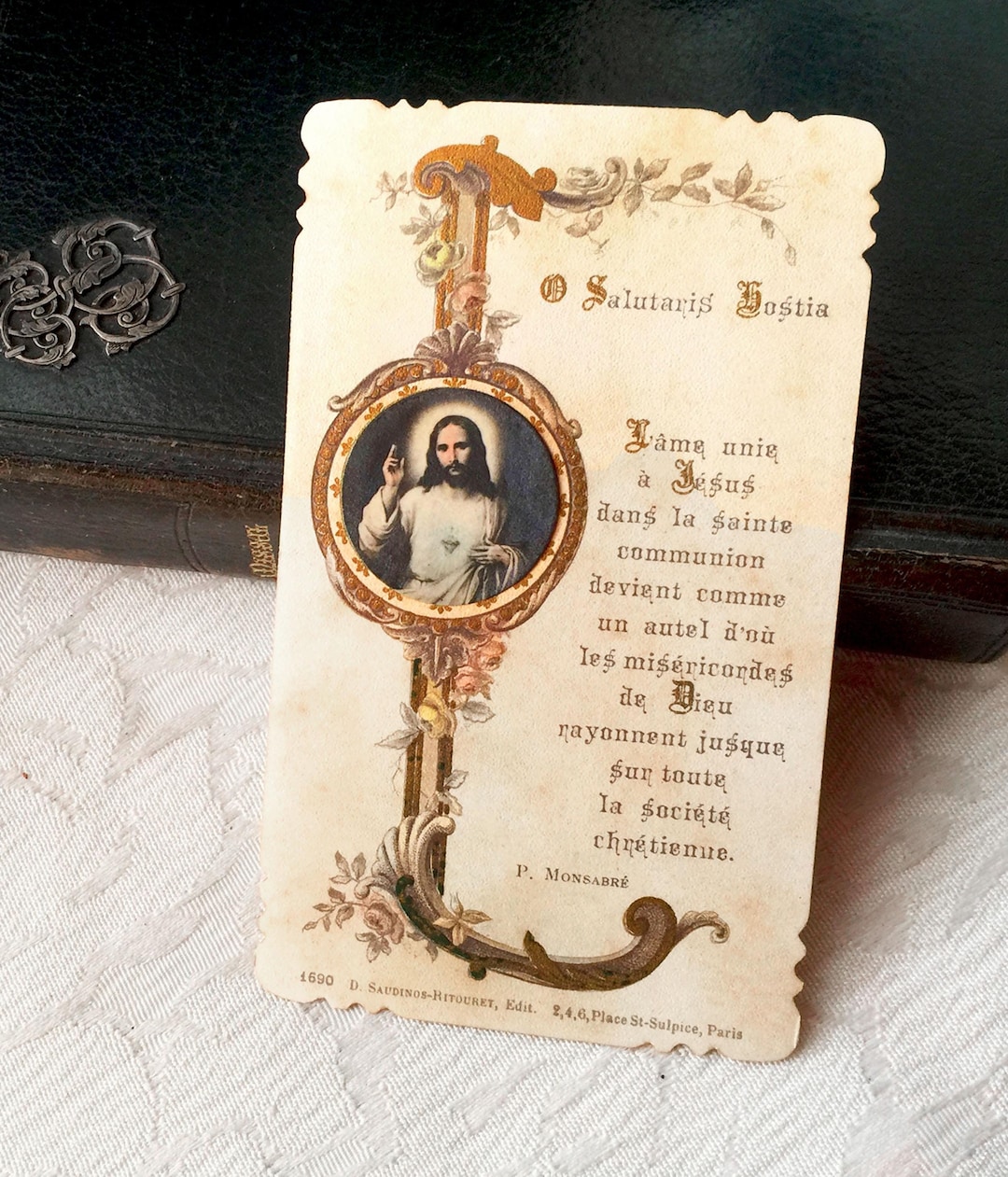 Antique French Jesus Holy Card Catholic, Vintage Jesus Prayer Card W ...