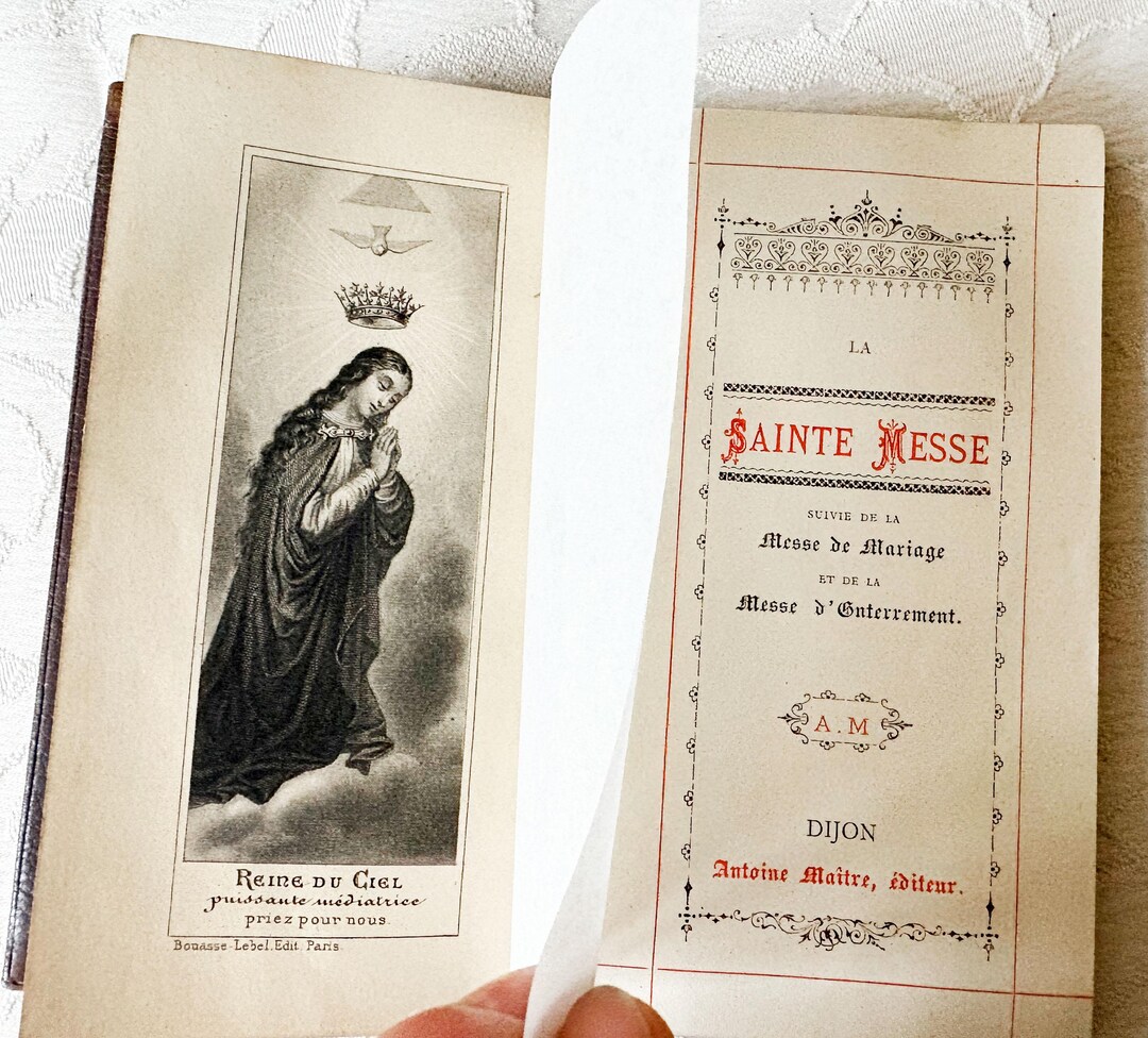 Antique French Missal "the Holy Mass", Small Catholic Mass Book 1890 ...