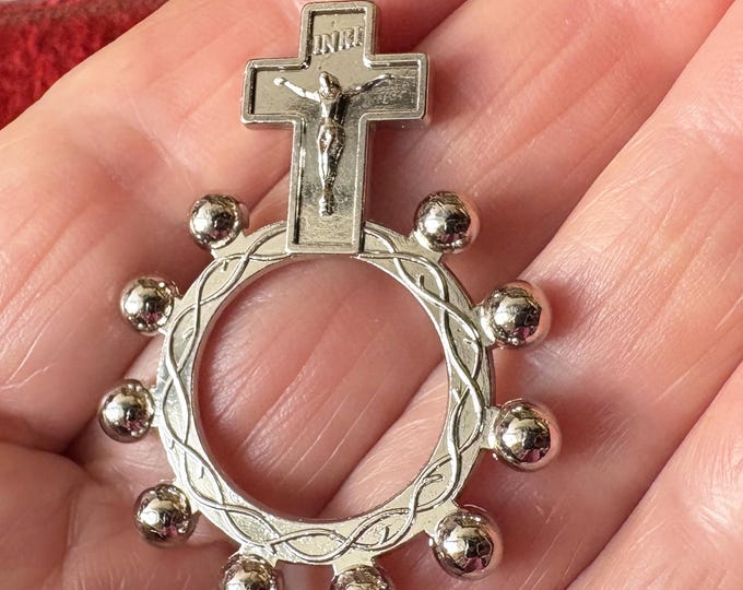 Vintage Finger Rosary Ring, Catholic One Decade Rosary With Crown of ...