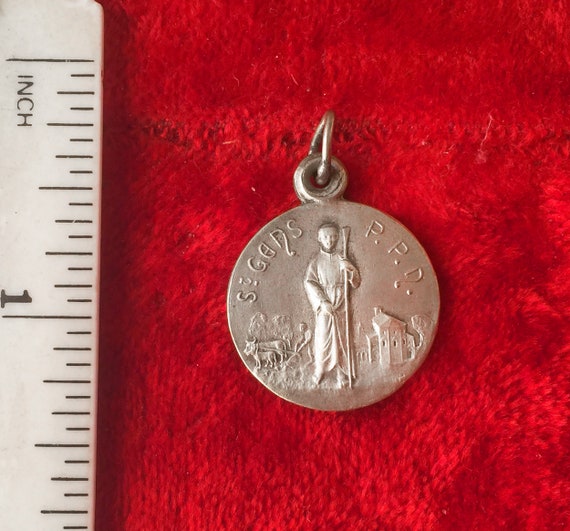 Rare Saint Gens catholic pendant, vintage French Sain… - Gem
