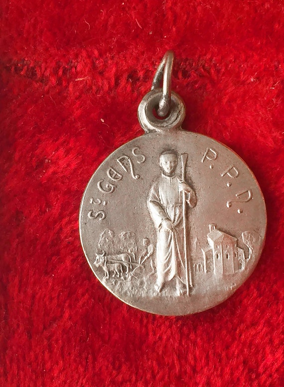Rare Saint Gens catholic pendant, vintage French Sain… - Gem