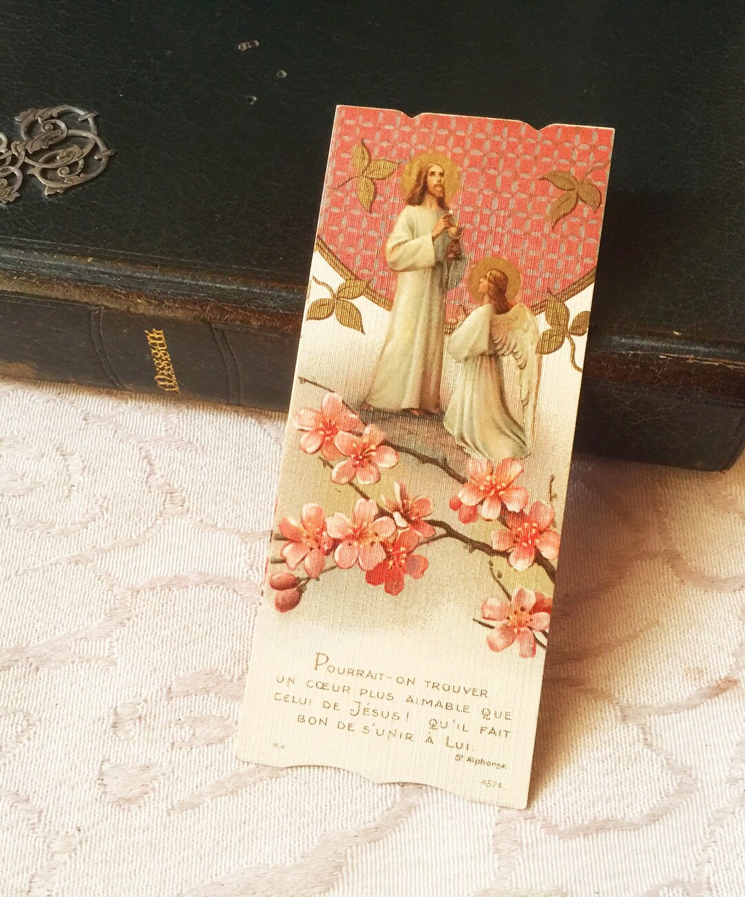 1917 Antique French Jesus and Angel of God Religious Card, Catholic ...