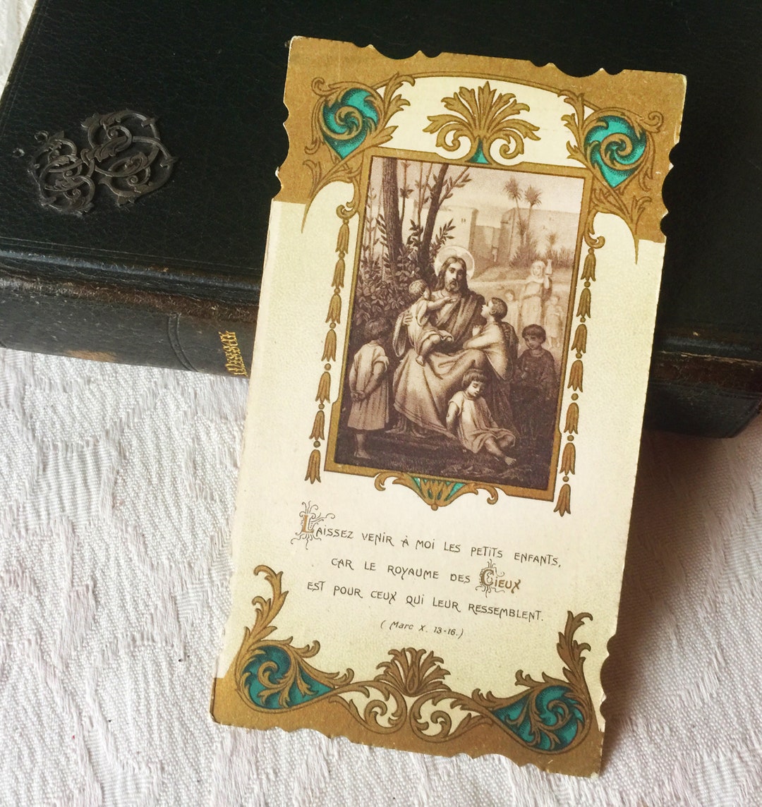 Vintage French Jesus Catholic Religious Card, Antique Jesus Holy Card ...