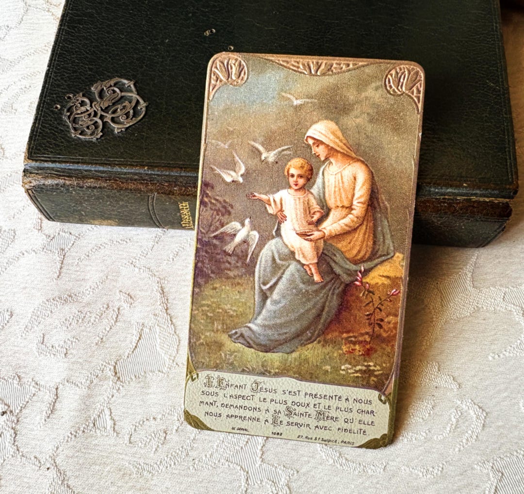 Antique French Mary Holy Card, Vintage Catholic Religious Card Mother ...