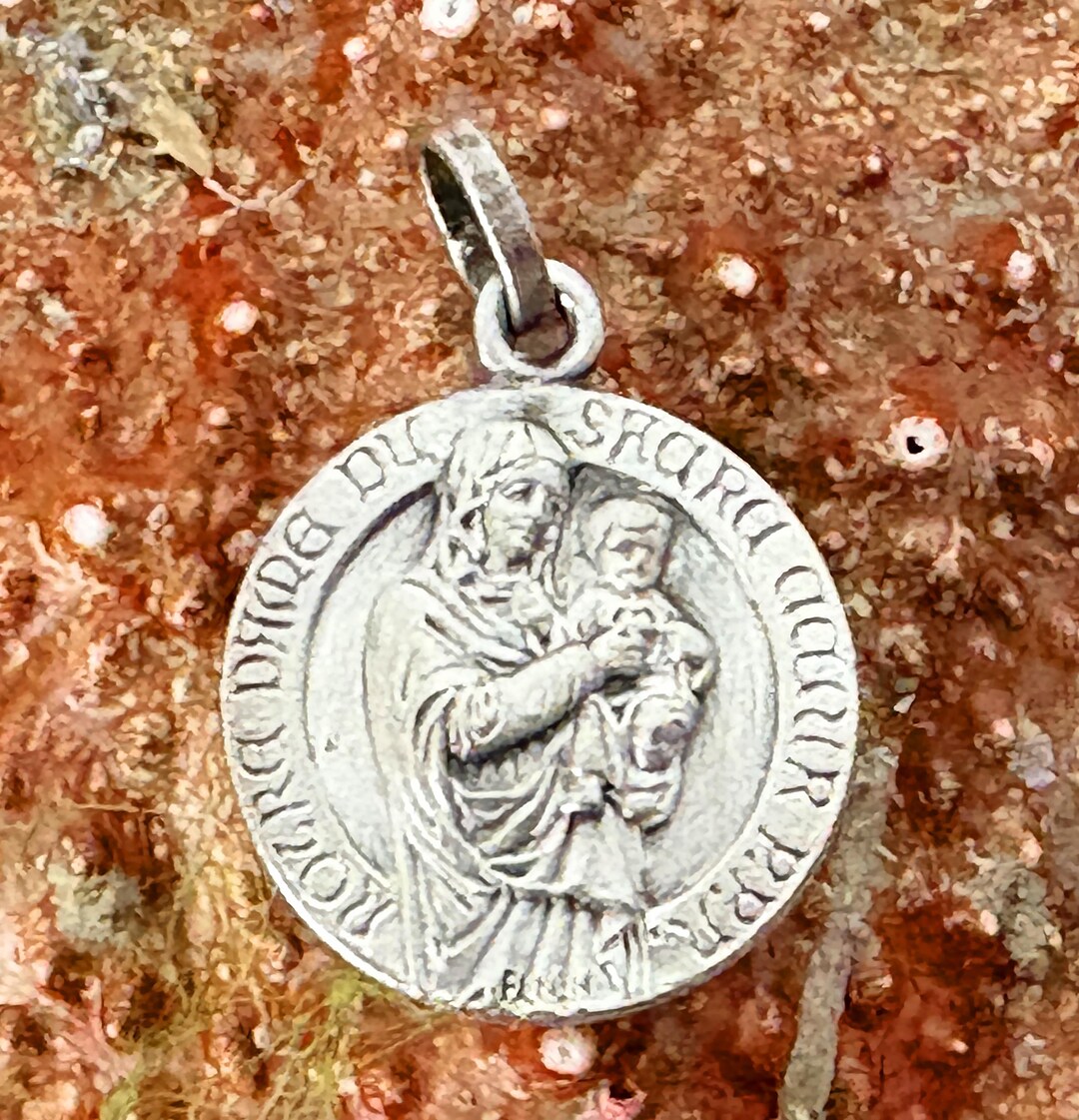 Vintage French Virgin Mary Medal PENIN Signed, Our Lady of Sacred Heart ...