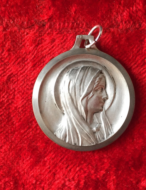 Vintage French Virgin Mary Religious Medal And Saint Lo… Gem
