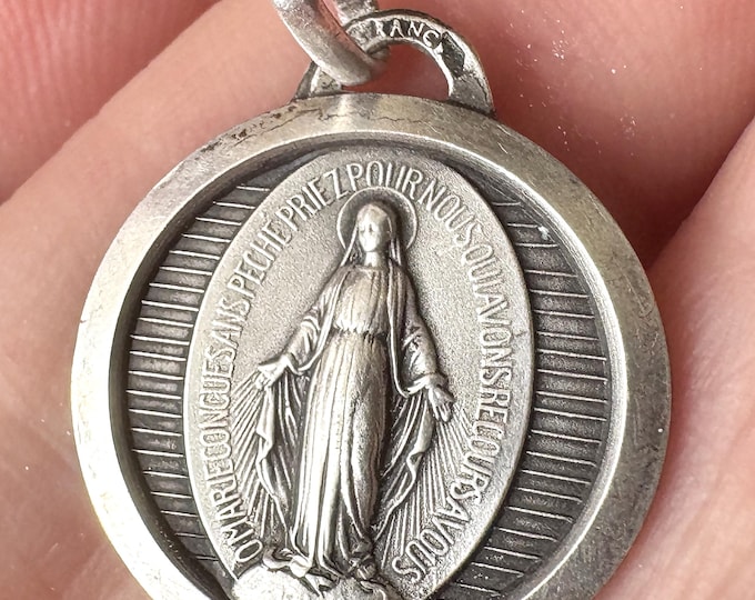 Vintage French Virgin Mary Religious Medal Catholic, Mary Immaculate ...