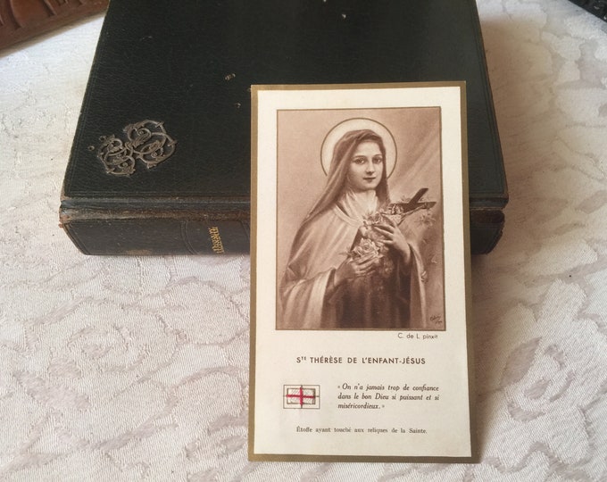 Vintage French Saint Therese Child Jesus Religious Card With Relic ...