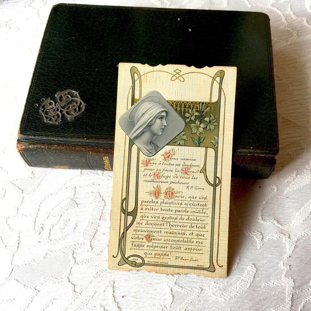 Antique French Virgin Mary Holy Card, Mary Catholic Prayer Card ...